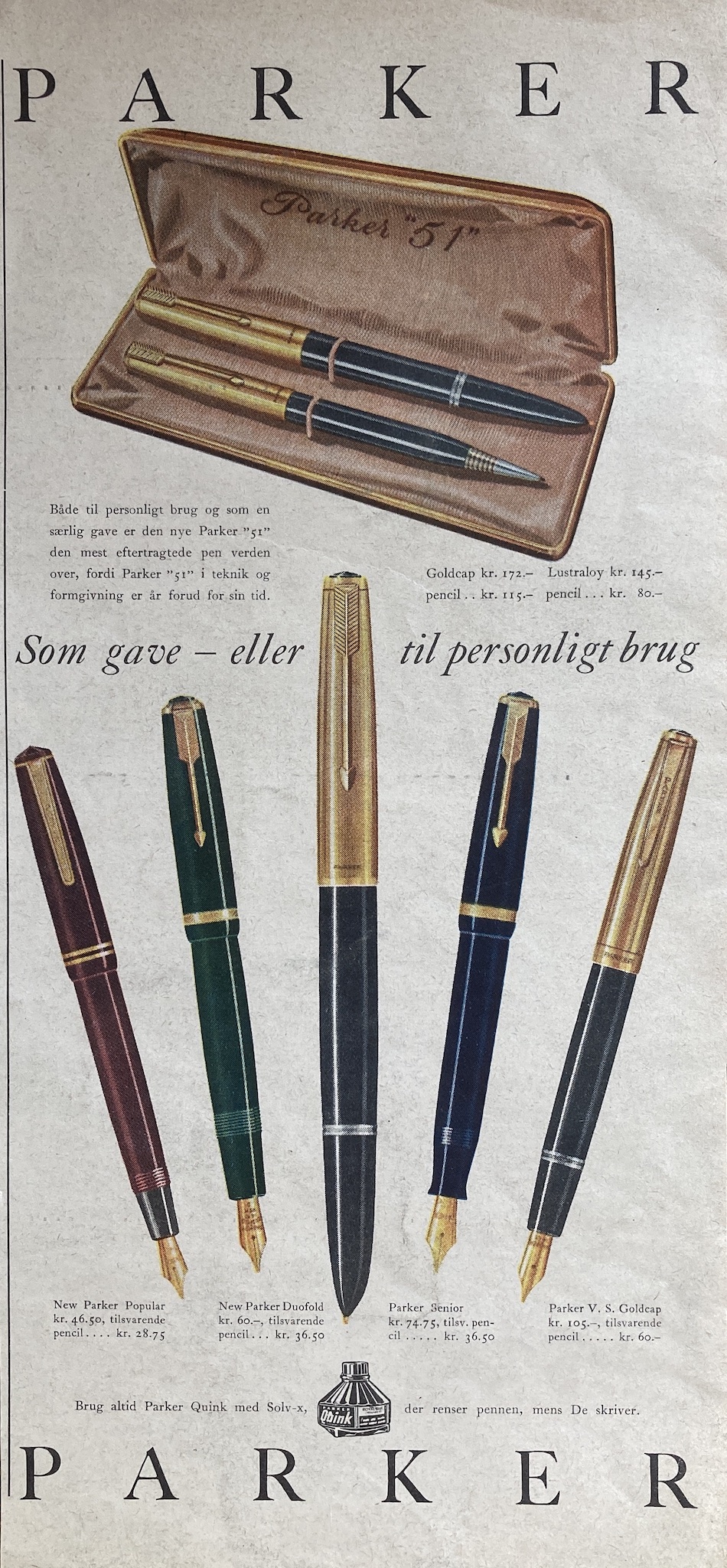 Parker adverts – PM Pens